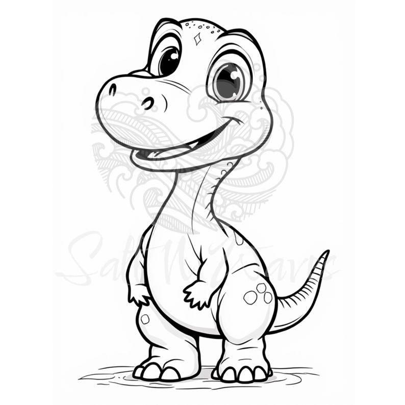 Dinosaur Coloring Pages, Adorable Creatures PDF Book, Kids Art (digital ...