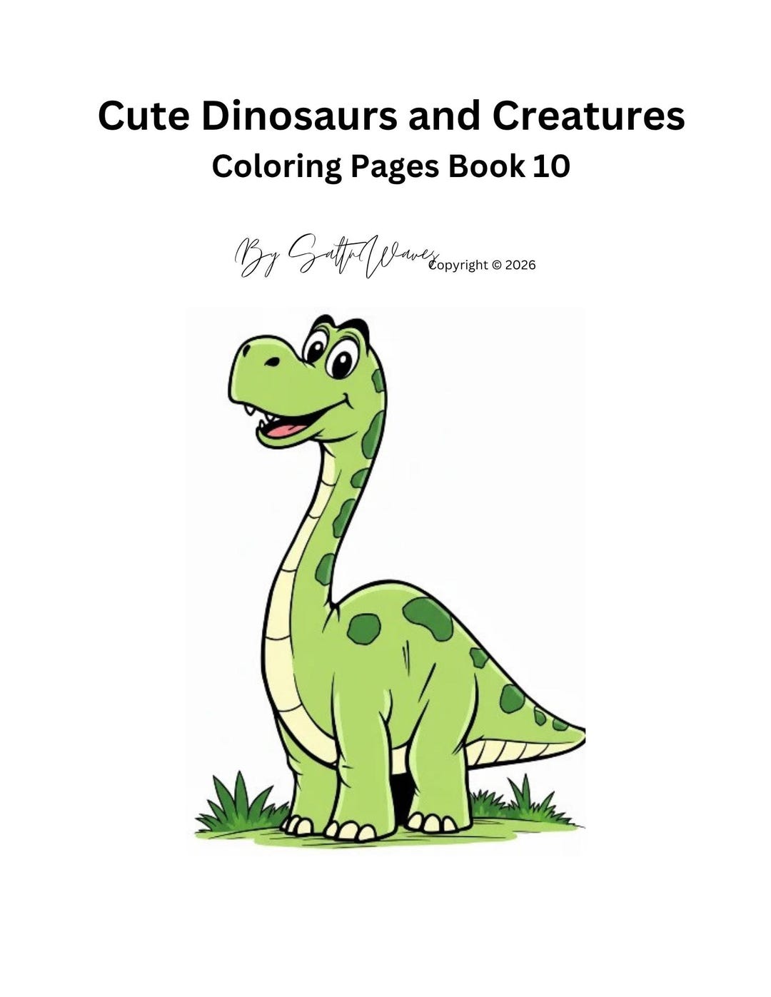 Dinosaur Coloring Pages, Adorable Creatures PDF Book, Kids Art (digital ...