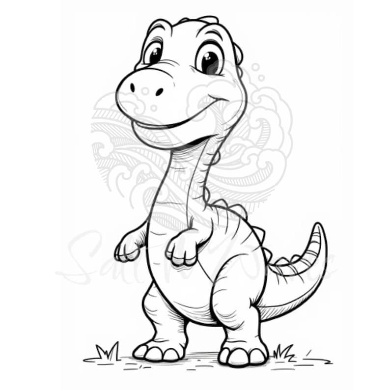 Dinosaur Coloring Pages, Adorable Creatures PDF Book, Kids Art (digital ...