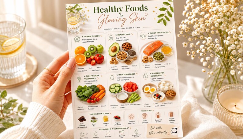 Glass Skin Food List Printable PDF Clear Glowing Skin Diet Guide Glass Skin Food List Printable PDF Clear Glowing Skin Diet Guide