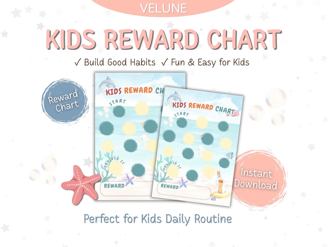 Ocean Theme Kids Reward Chart | Behavior, Chore, Routine Tracker ...