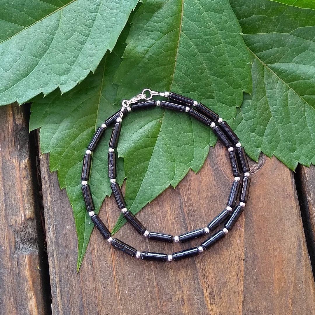 Black Riverstone and Silver Necklace Set, Jewelry for Women, Free ...