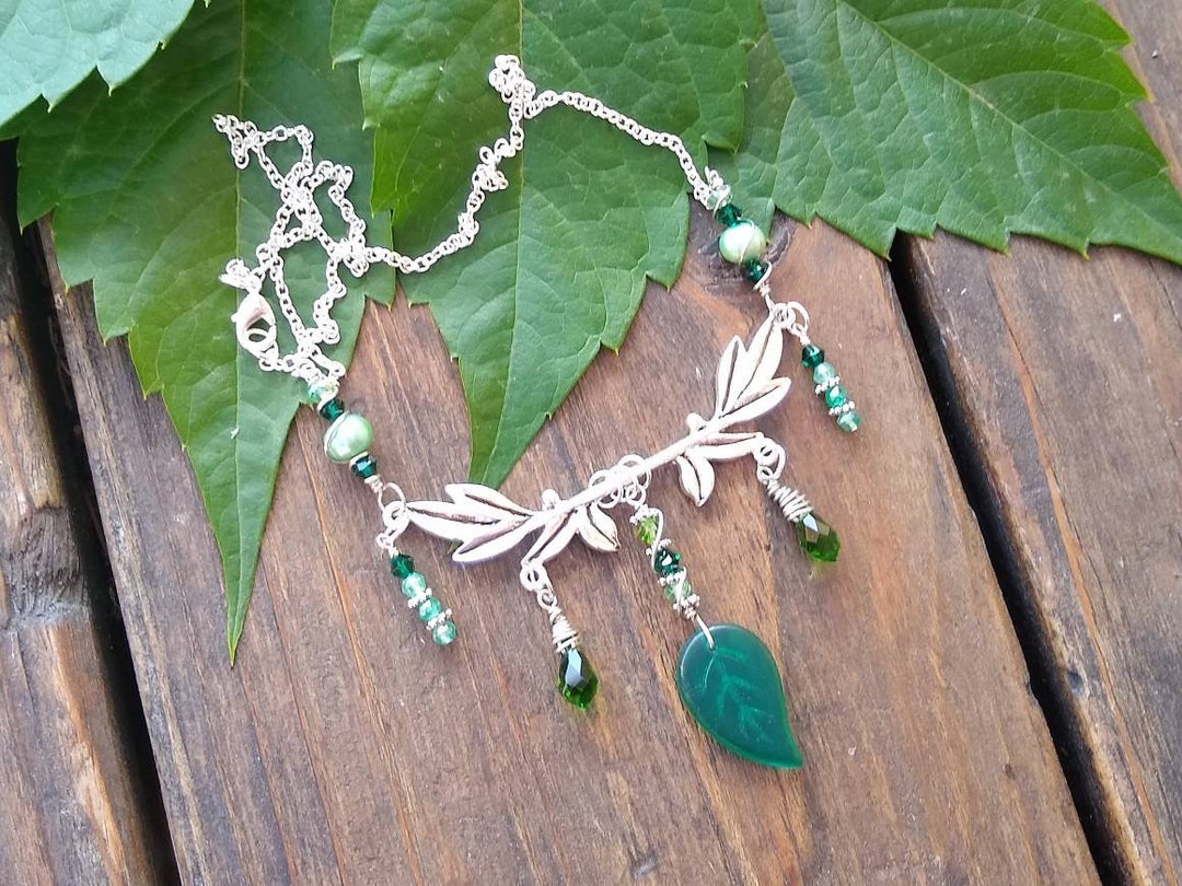 Silver Branch Necklace With Pearls, Leaf Jewelry, Gifts for Her, Free ...