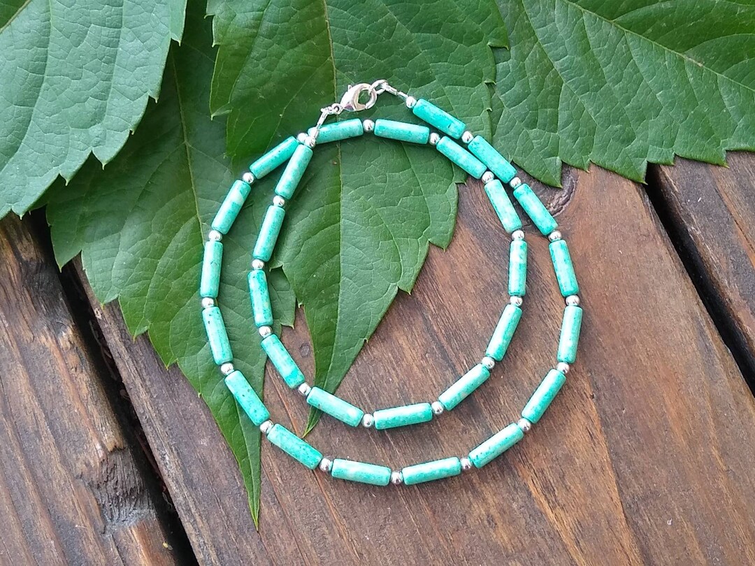 Green Riverstone and Silver Necklace Set, Jewelry for Women, Free ...