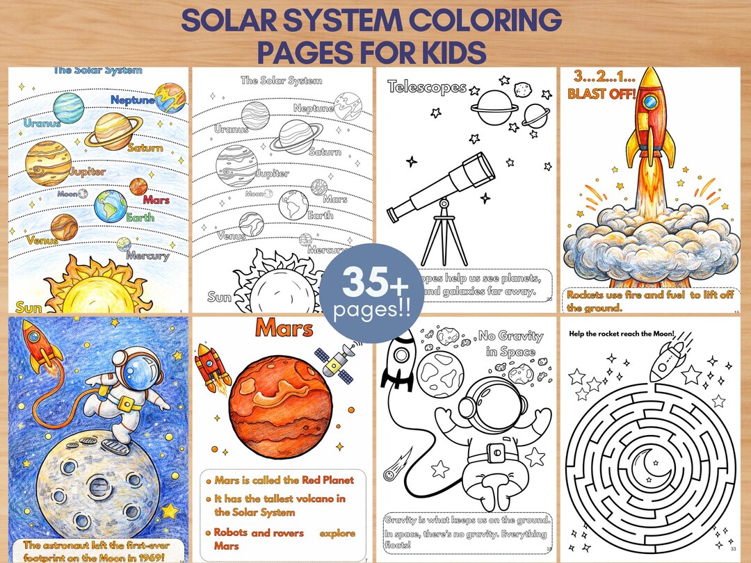 Solar System Printable Coloring Pages for Kids My First Space Learning ...