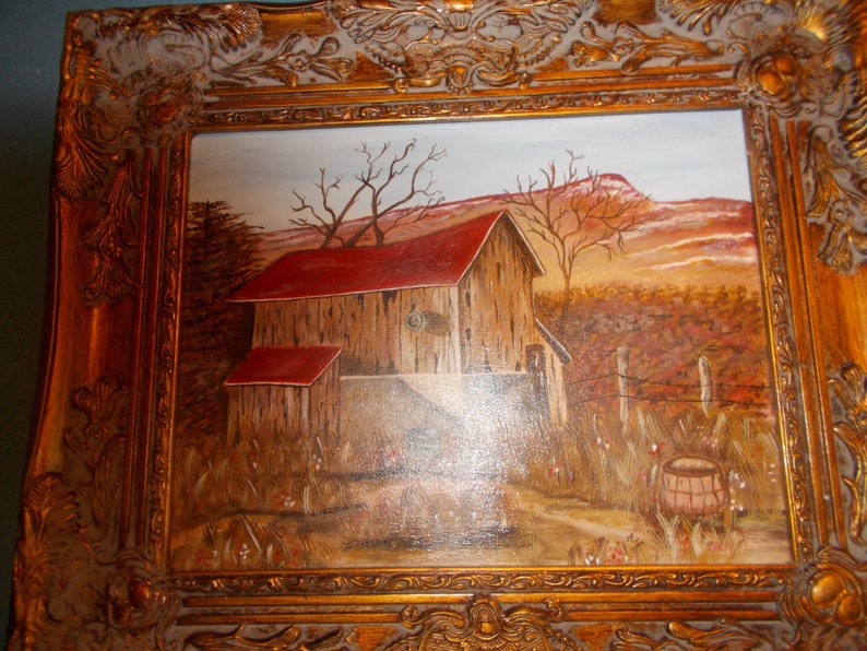 Old Barn Painting & Vintage Frame - Etsy