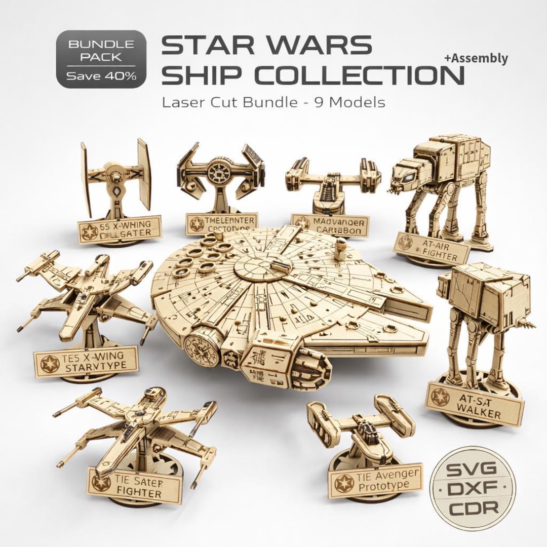 Laser Cut Starfighter Bundle for 3mm Plywood – 11 Wooden Space Models ...