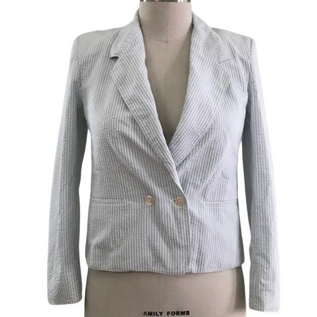 1970s the Villager Pinstriped Seersucker Jacket Size 12 Fits Modern ...
