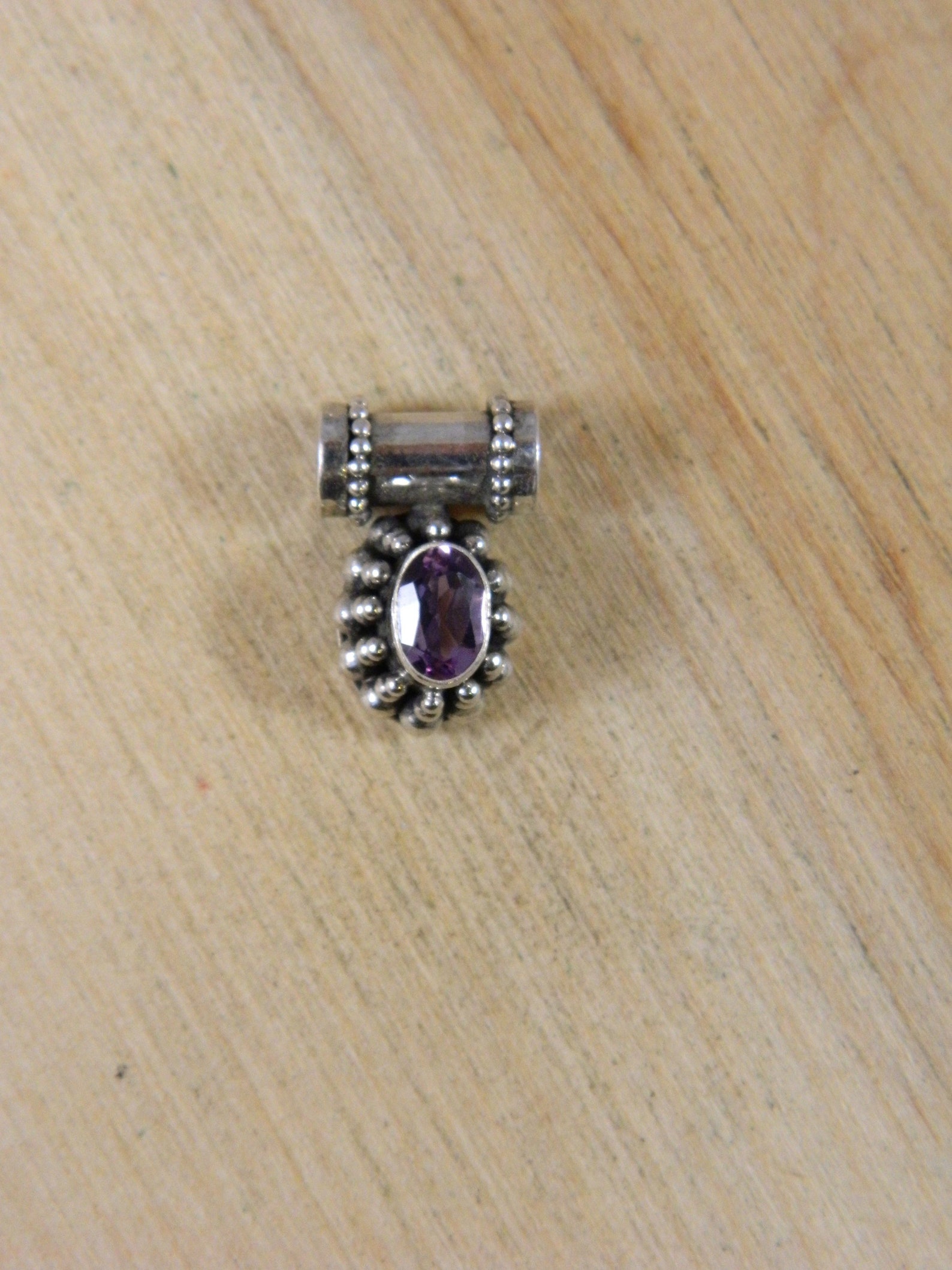 Amethyst Sterling Silver Slide Pendant Vintage Art Deco Style | Etsy