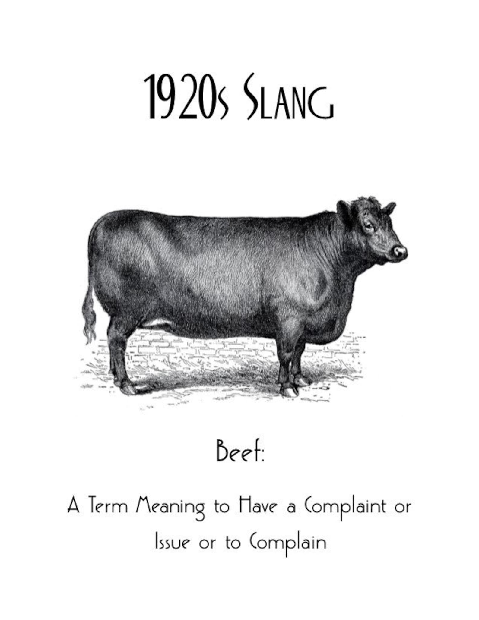 1920s Art Deco Slang Poster, Beef Poster, Vintage Cow Poster, Art Deco ...
