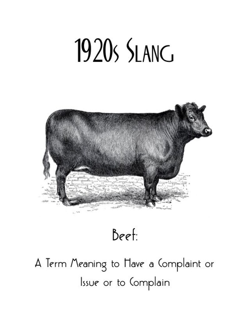 1920s Art Deco Slang Poster, Beef Poster, Vintage Cow Poster, Art Deco ...
