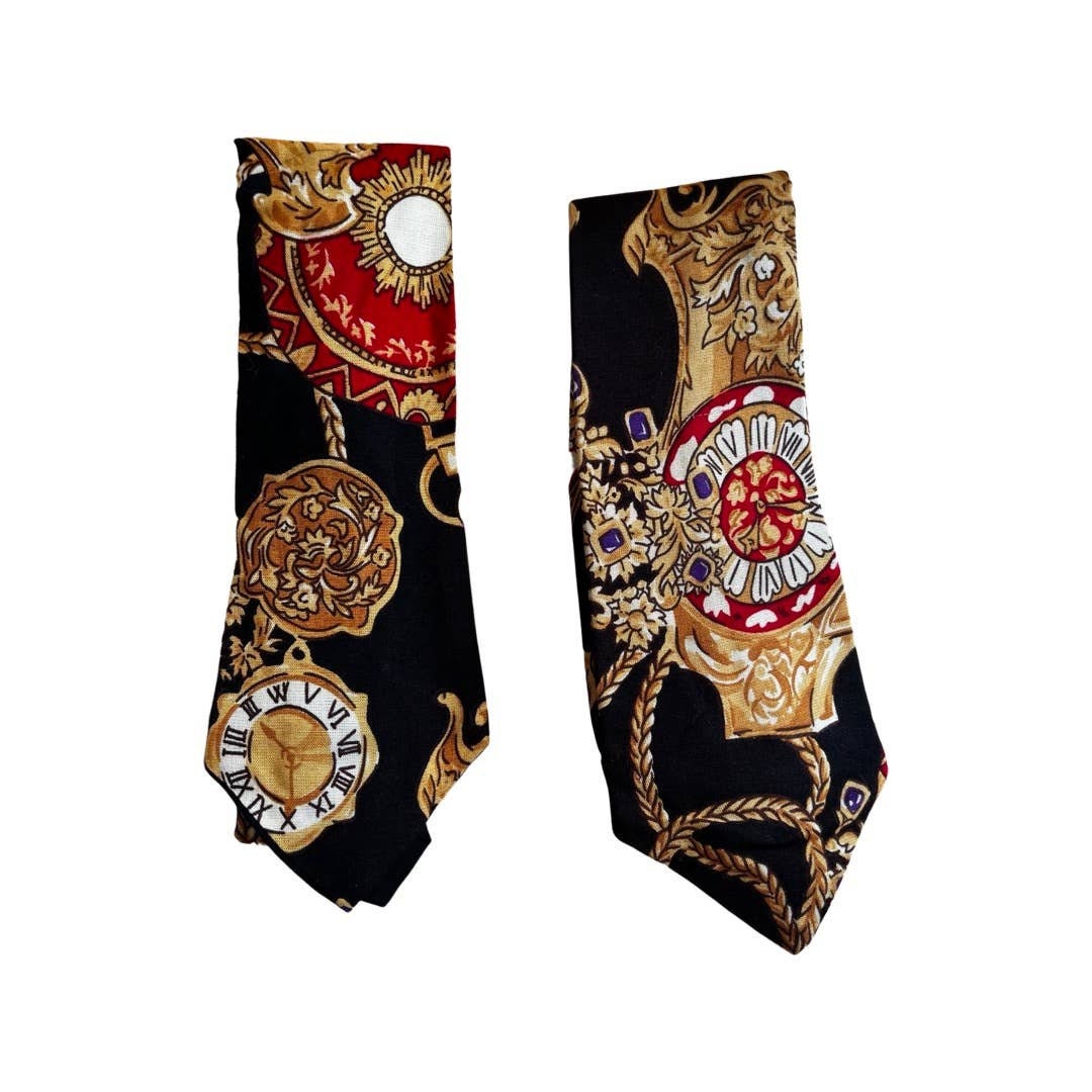 Vintage Rayon Black Clock Print Set of Neckties - Etsy