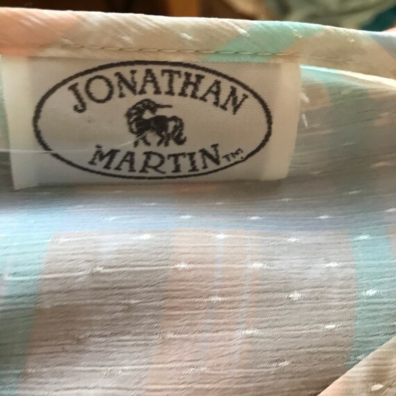 Vintage Jonathan Martin Dress, 1980s Light Blue Plaid… - Gem