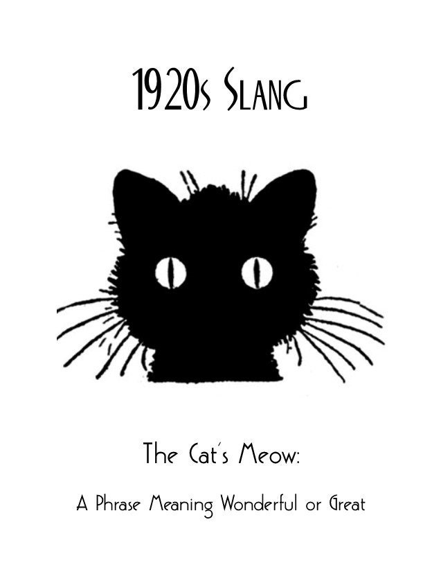 1920s Art Deco Slang Poster, Cats Meow Poster, Vintage Black Cat Poster ...