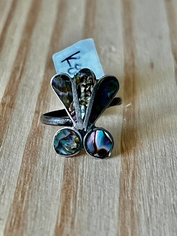 vintage sterling abalone ring - Gem