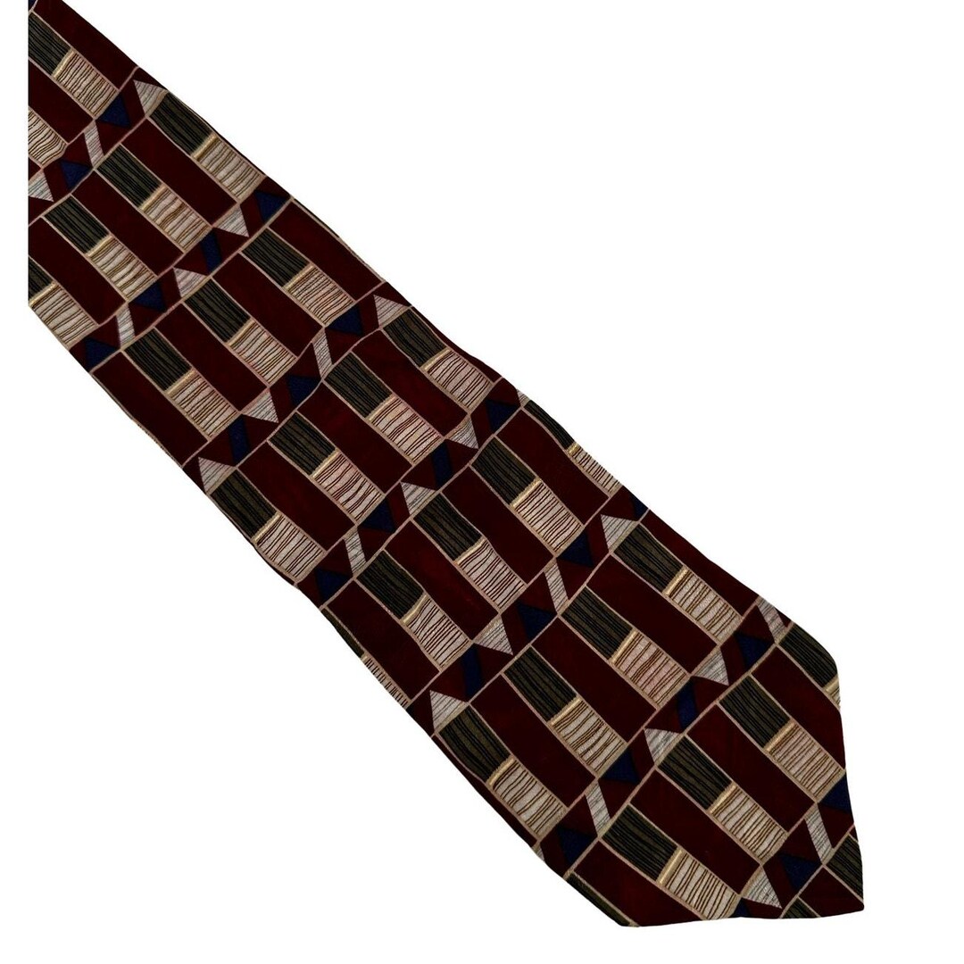 Vintage Robert Stock Burgundy Geometric Silk Necktie - Etsy
