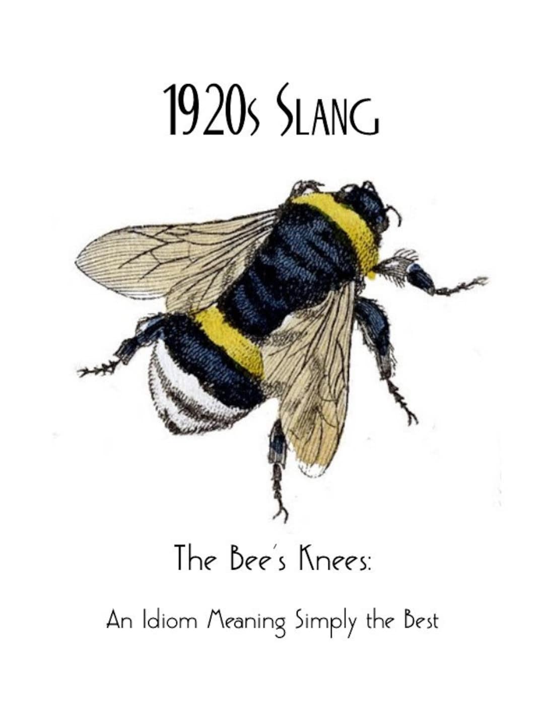 1920s Art Deco Slang Poster, Bees Knees Poster, Vintage Bee Poster ...