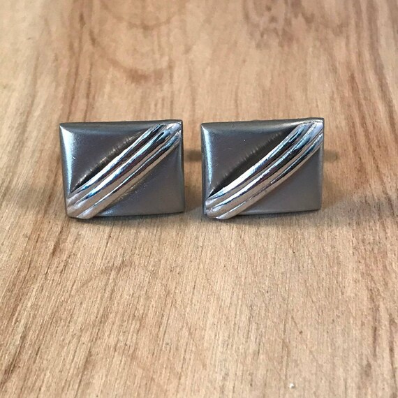 Silver Swank Vintage Cuff Links Simple Rectangular Cuff - Etsy