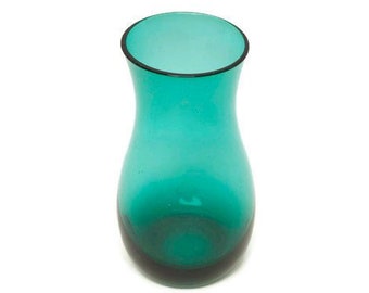 Teal glass vase | Etsy