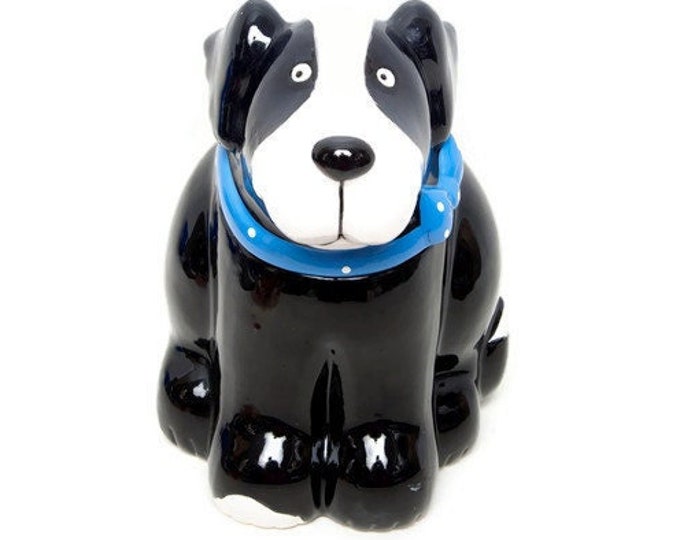 Vintage COCO DOWLEY Dog Cookie Jar Black and White Blue Bow Collar 10 ... Vintage COCO DOWLEY Dog Cookie Jar Black and White Blue Bow Collar 10 ...