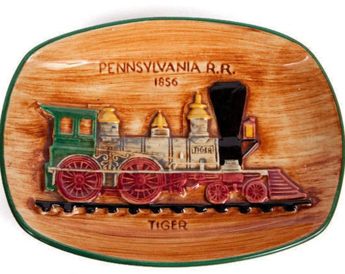 Vintage Pennsylvania Railroad Plaque Plate Pennsbury Pottery the Tiger ...