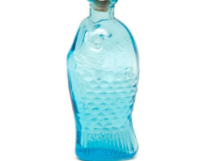 Vintage Fischs Bitters Bottle Fish Shaped Aqua Blue Glass Miniature ...