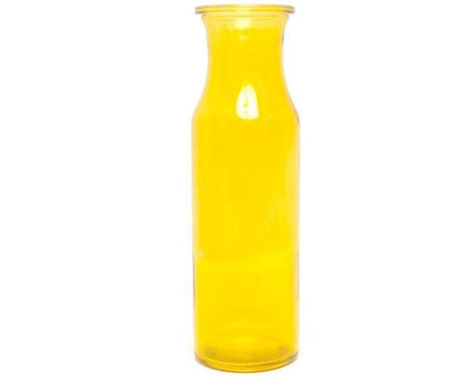 Vintage Yellow Glass Bottle Vase Round Vessel Apothecary Jar - Etsy