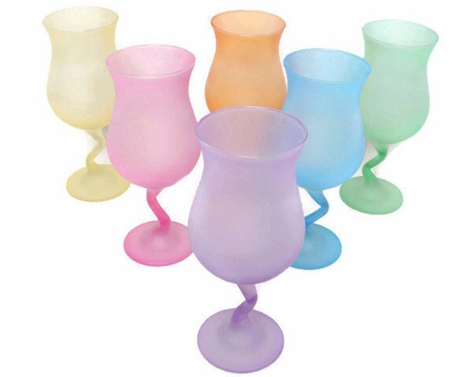 Vintage Libbey Z Stem Frosted Pastel Cocktail Glasses Zig Zag Stems ...