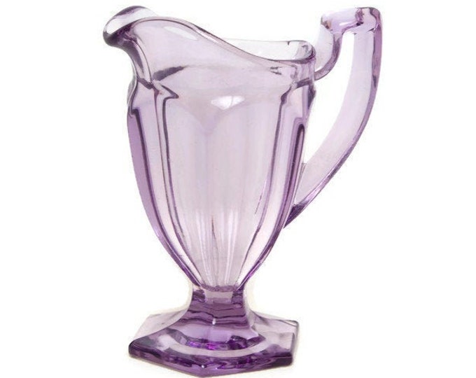 Vintage Lavender Glass Creamer Panel Sides Small Lilac Pitcher Plum ...