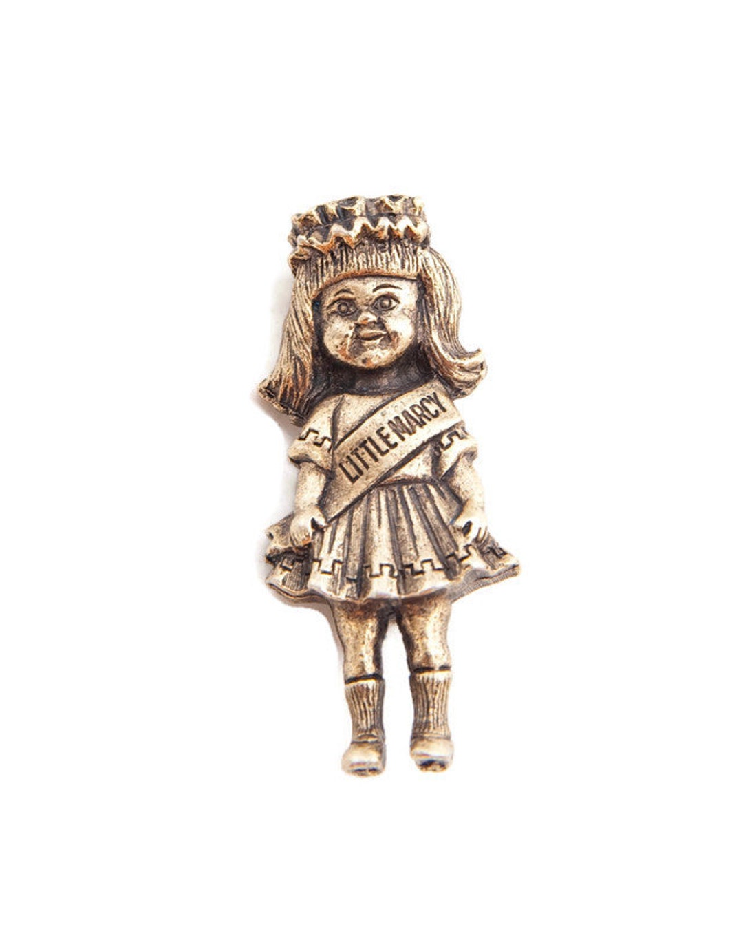 Vintage LITTLE MARCY Tigner Doll Brooch Brass Pin - Etsy