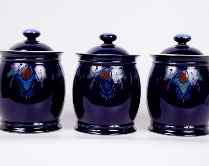 Vintge Cobalt Canisters Denby Baroque Handthrown Pottery Cobalt Blue ...