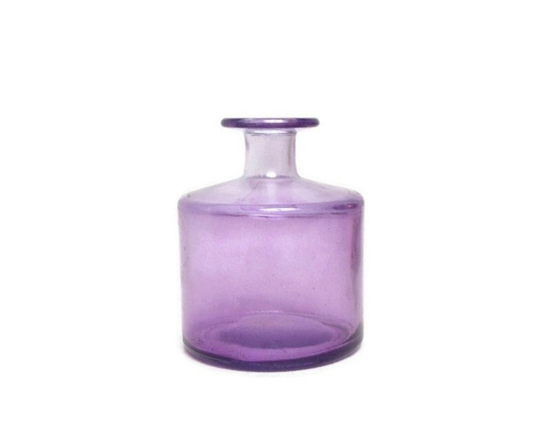 Vintage Lavender Glass Bottle Vase Round Apothecary Jar Plum Glass Bud ...