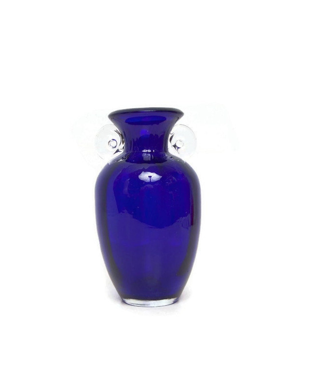 Vintage Cobalt Blue Glass Vase: Greek Style Urn With Crystal Handles - Etsy