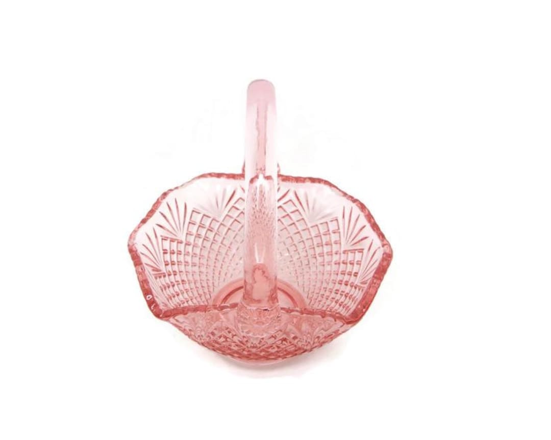 Vintage L.E. Smith Pink Glass Basket: Pineapple Pattern Candy Dish - Etsy