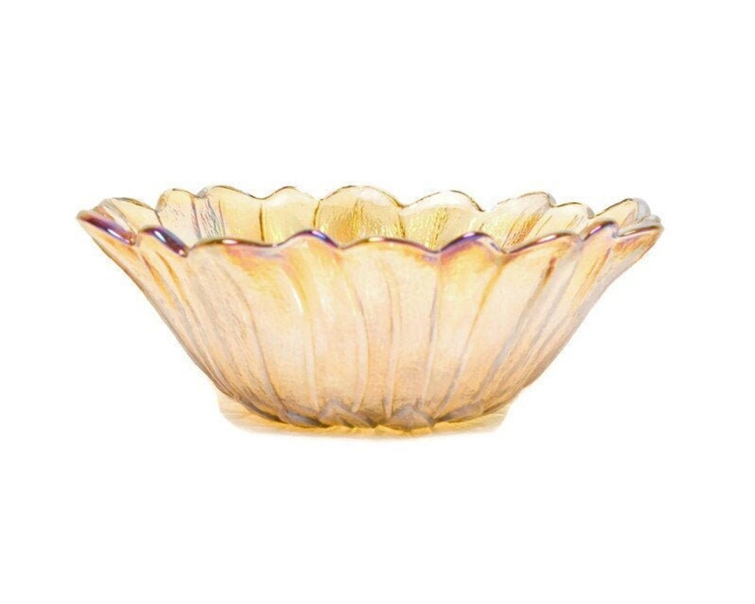 Vintage Indiana Marigold Sunflower Bowl Carnival Glass Lily Pons 7 Inch ...