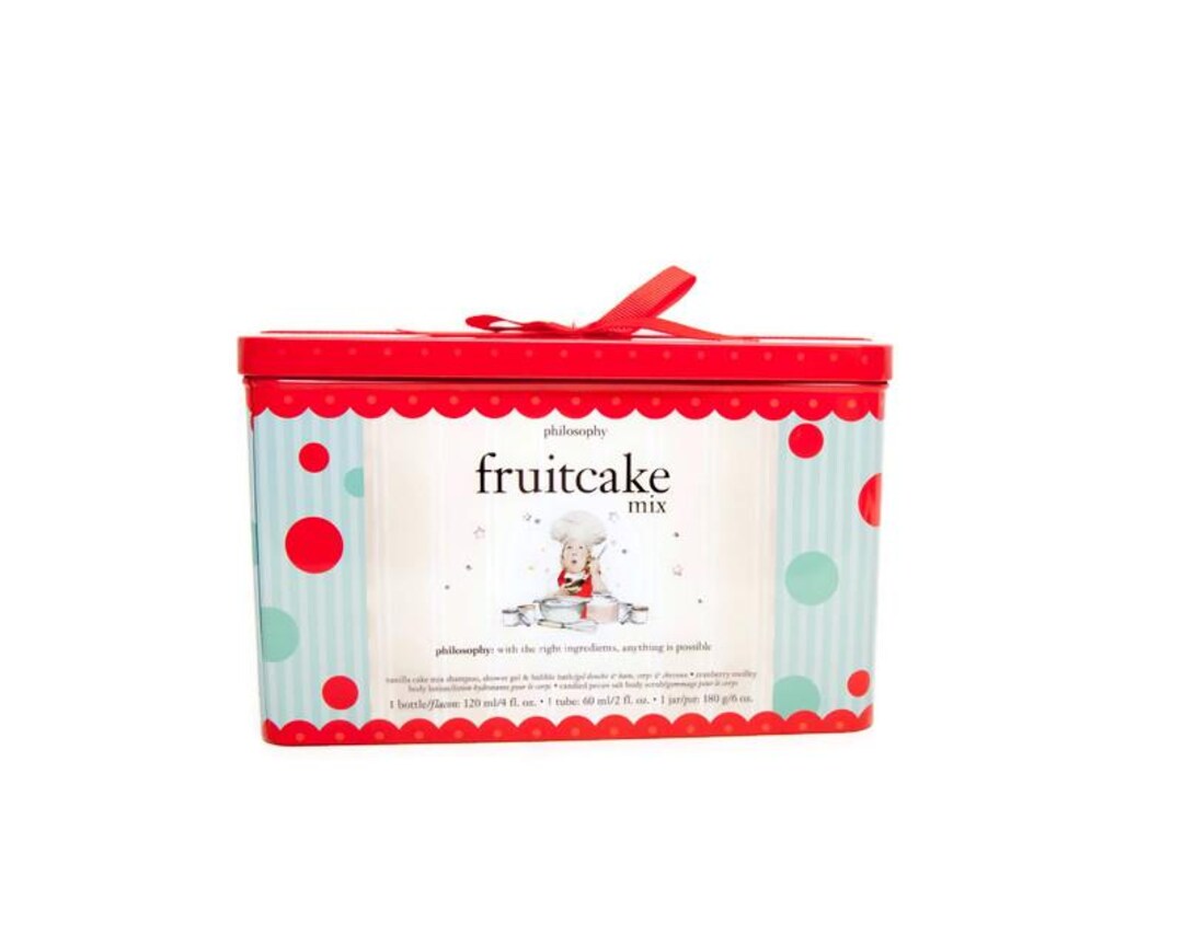 Vintage Philosophy Fruitcake Tin • Polka Dot Christmas Kitchen Decor - Etsy