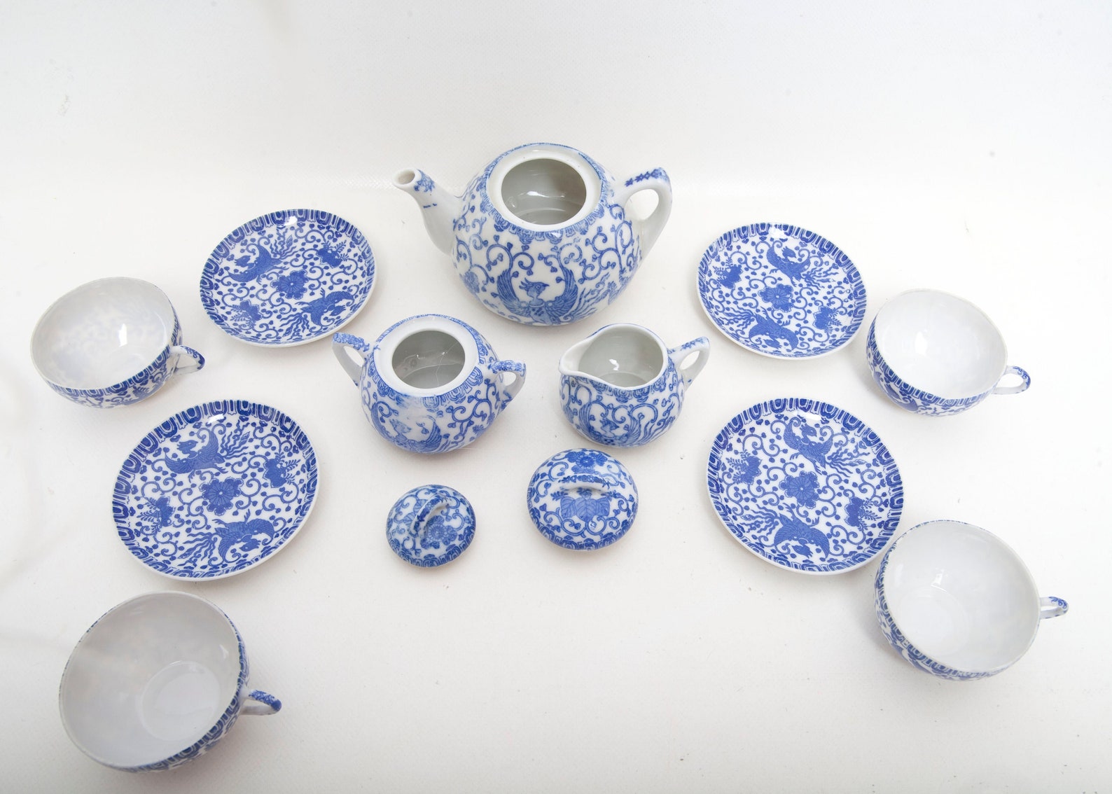 Antique Childrens Blue Phoenix Tea Set Japanese Porcelain Blue - Etsy