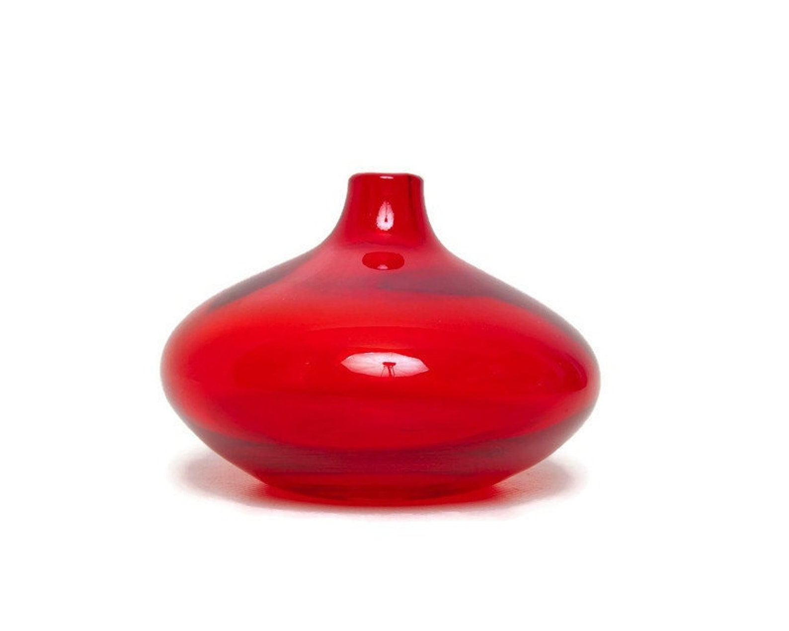 Vintage Swedish Modernist Ruby Red Salong Vase Squat Design - Etsy