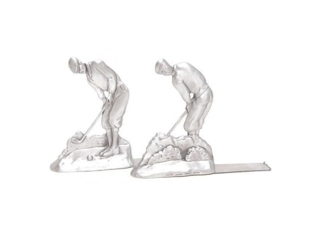 Vintage SEAGULL Pewter Golfer Bookends Made in Canada 1991 Golf Decor ...