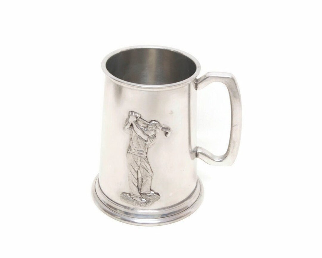 Vintage English Pewter Tankard Embossed Golfer Sheffield England Beer ...