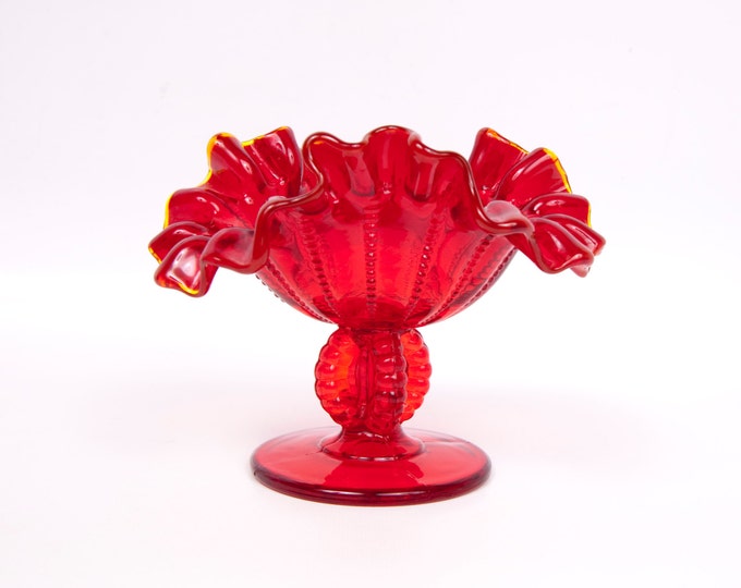 RESERVED for Virtuart Vintage Red Fenton Glass Candy Dish Compote ...
