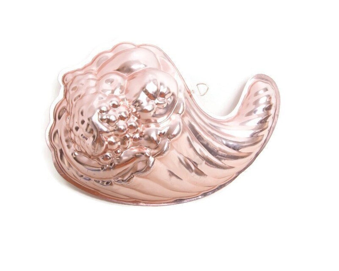 Vintage Copper Cornucopia Mold | 11" Horn of Plenty | Retro Kitchen ...