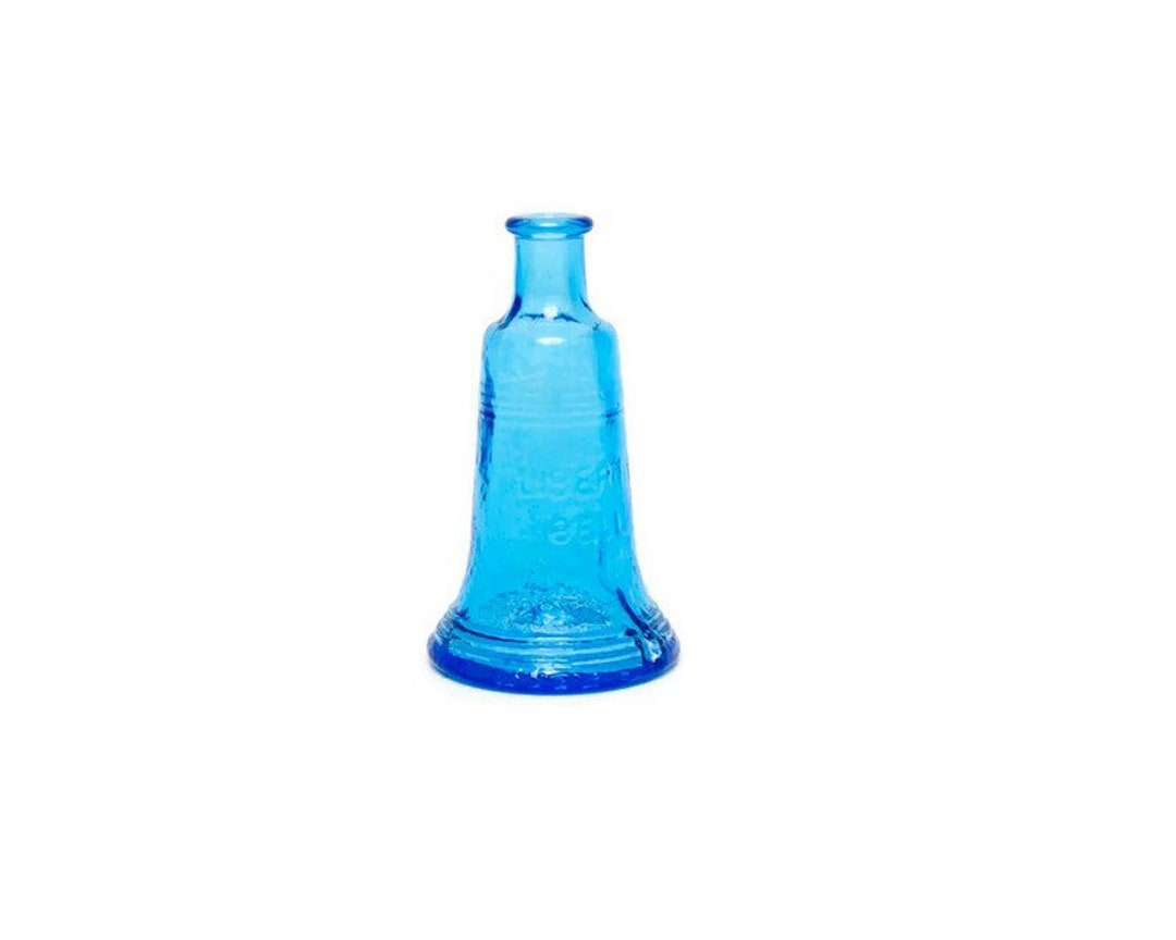 Vintage Wheaton Glass Aqua Blue Liberty Bell Mini Bottle - Embossed ...