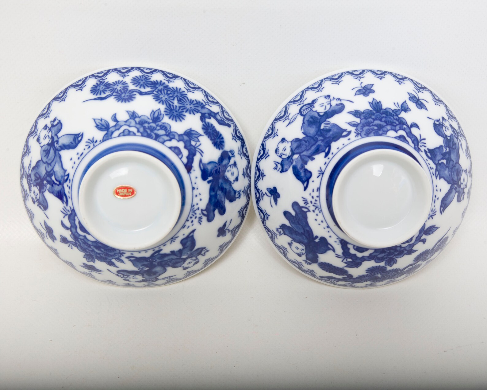 Vintage Japanese Porcelain Rice Bowls Chinoiserie Blue and | Etsy