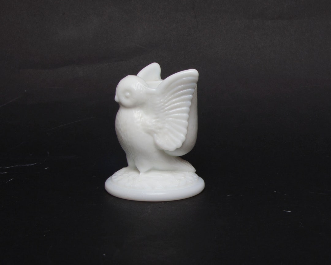Vintage Westmoreland White Milk Glass Owl Toothpick Holder - Matchstick ...