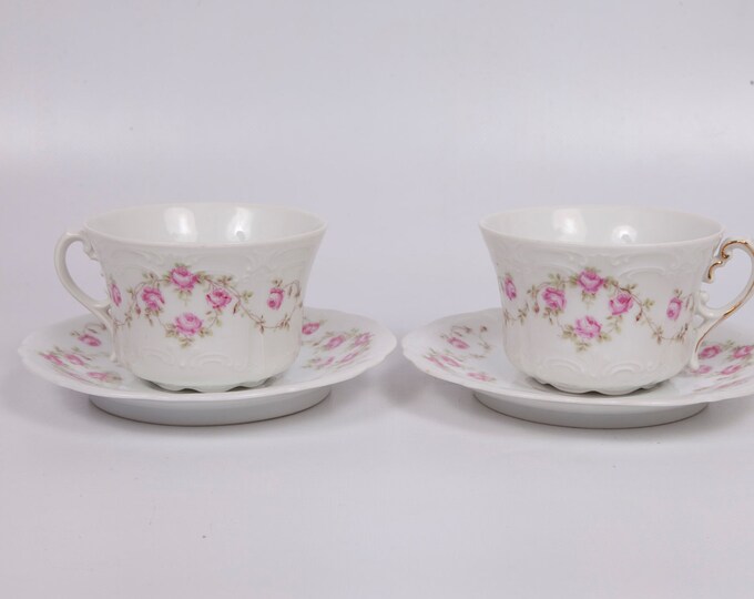 Vintage Teacup Bavaria Pink Rose Swag Germany Tea Cup Set of 2 - Etsy