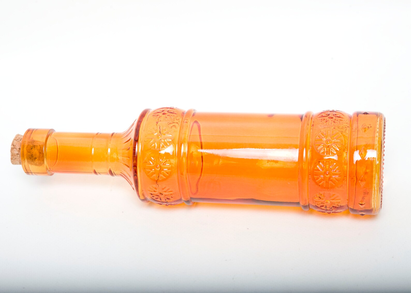 Vintage Orange Glass Bottle Cork Stopper Round Apothecary Jar | Etsy