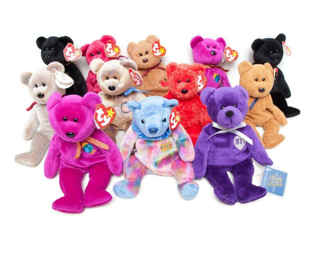 Vintage Ty Beanie Babies Lot of 12 Bears – Plush Stuffed Animals – All ...