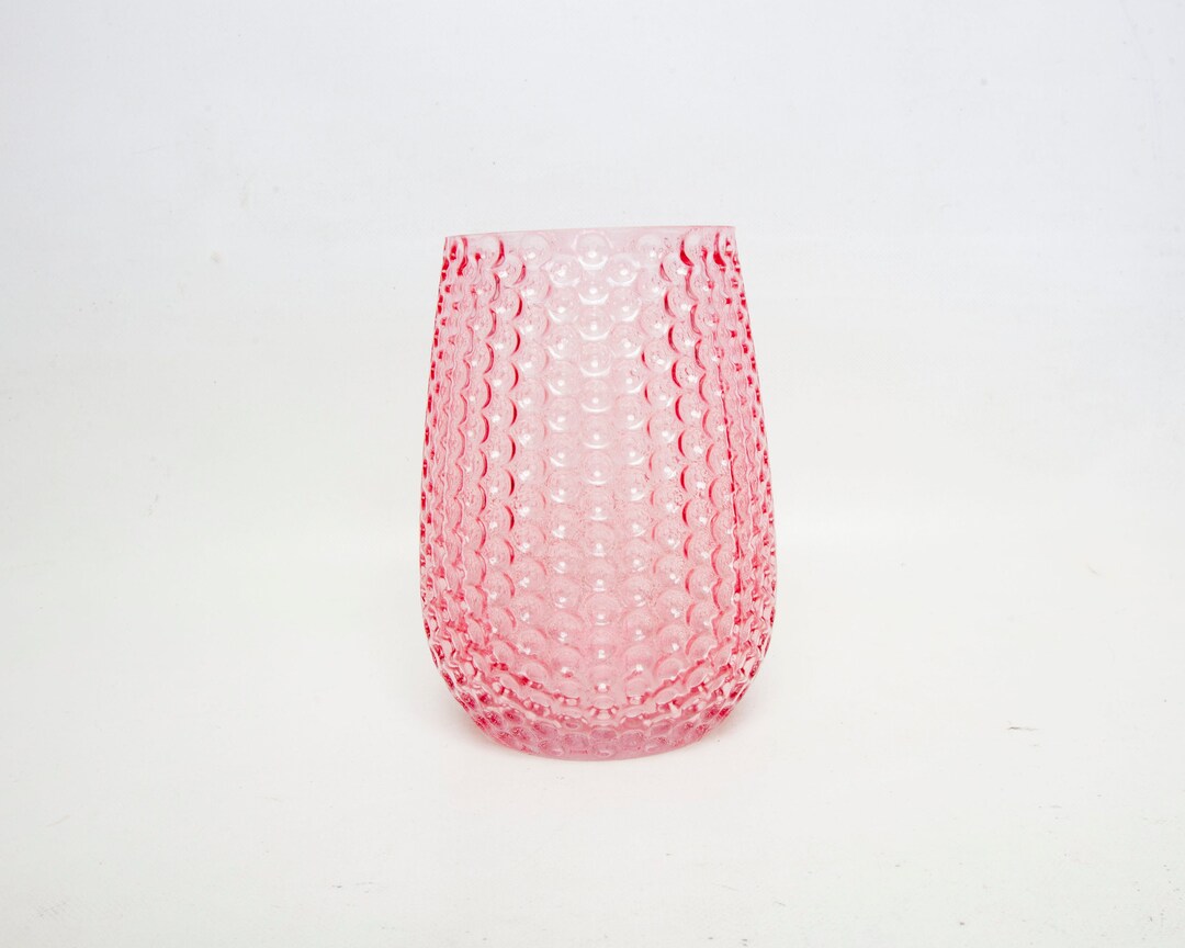 Vintage DPS Dots Pink Hobnail Glass Vase Bubble Texture Translucent ...