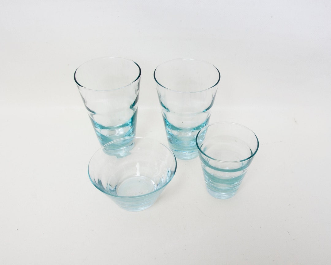 Libbey Ripple Aqua Saturn Optic Glassware Highball, Juice Glass ...